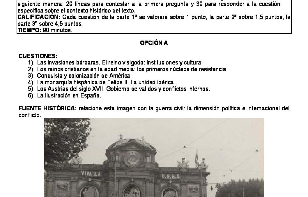 Historia de España | EJERCICIOS Y EXÁMENES RESUELTOS